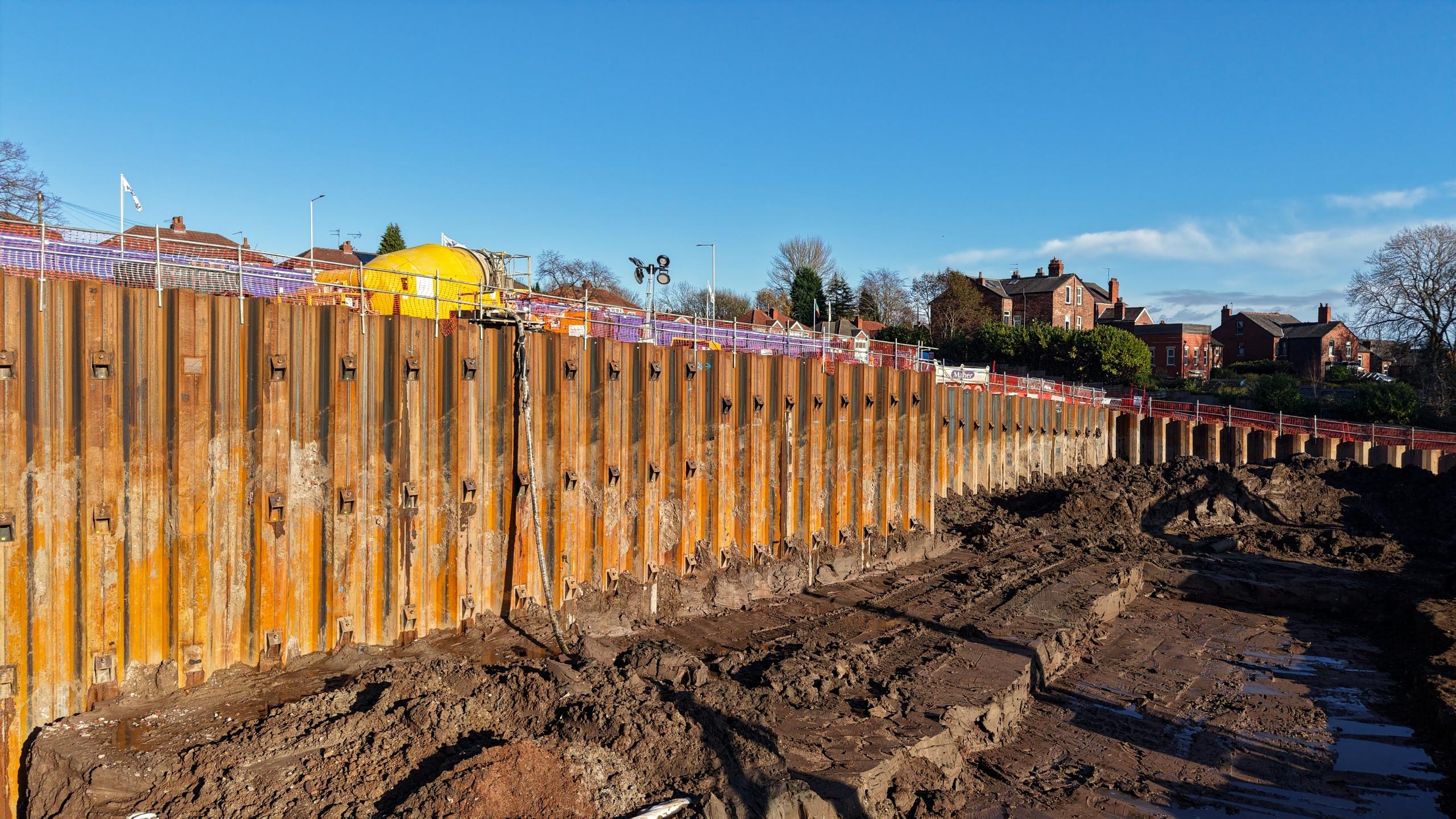 Sheet Piling Retaining Wall, Stockport - Anchor Systems
