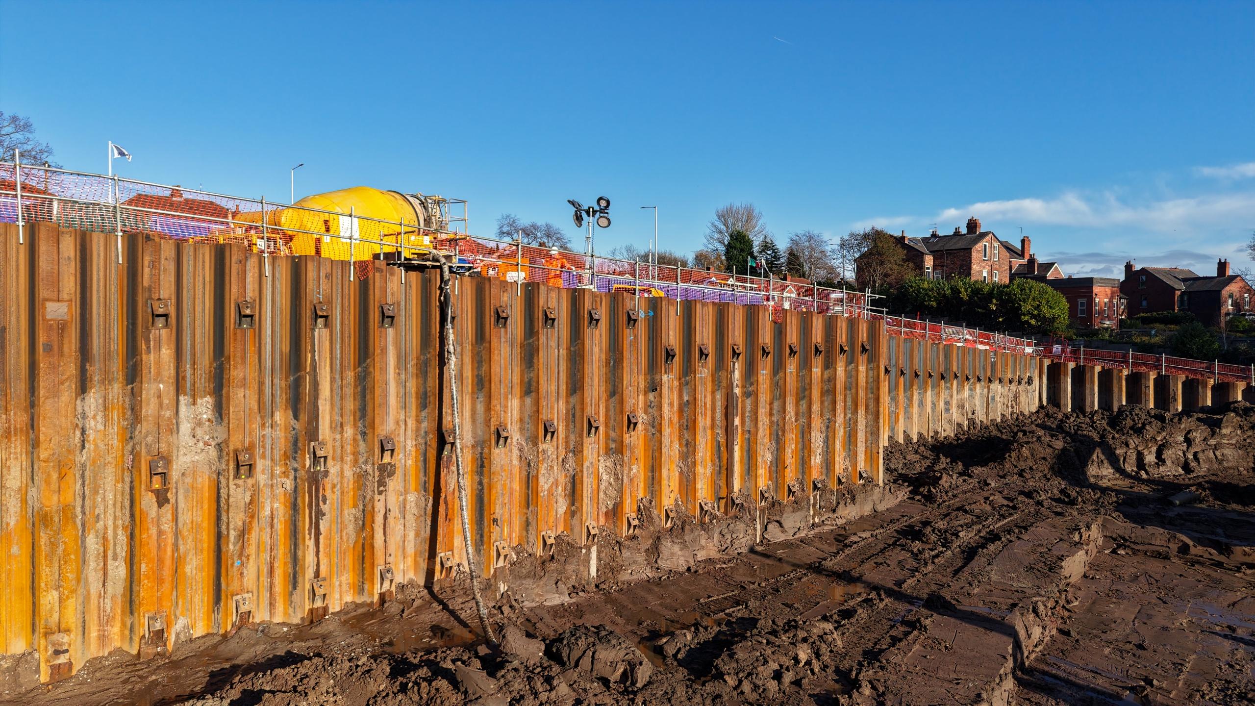 Sheet Piling Retaining Wall, Stockport - Anchor Systems